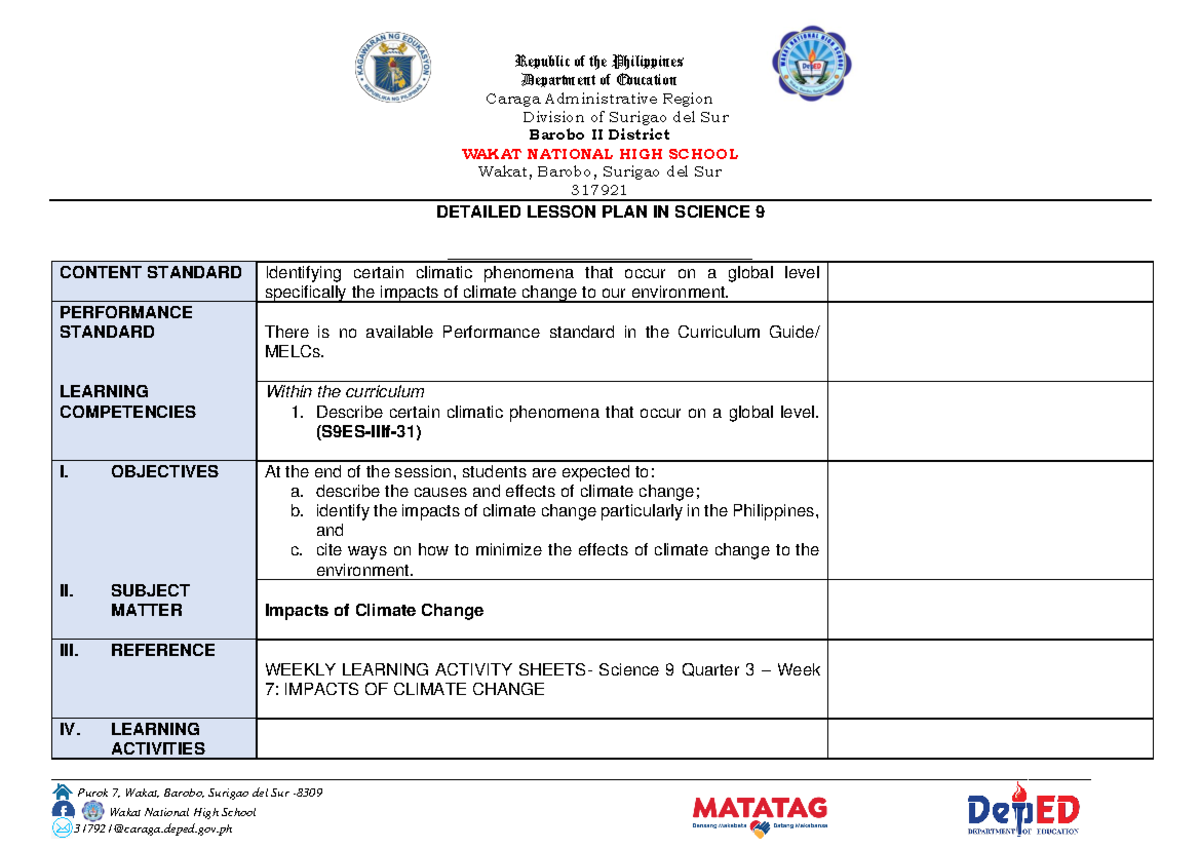 4 As DLP Earth Science WEEK 7 - Wakat National High School Department ...