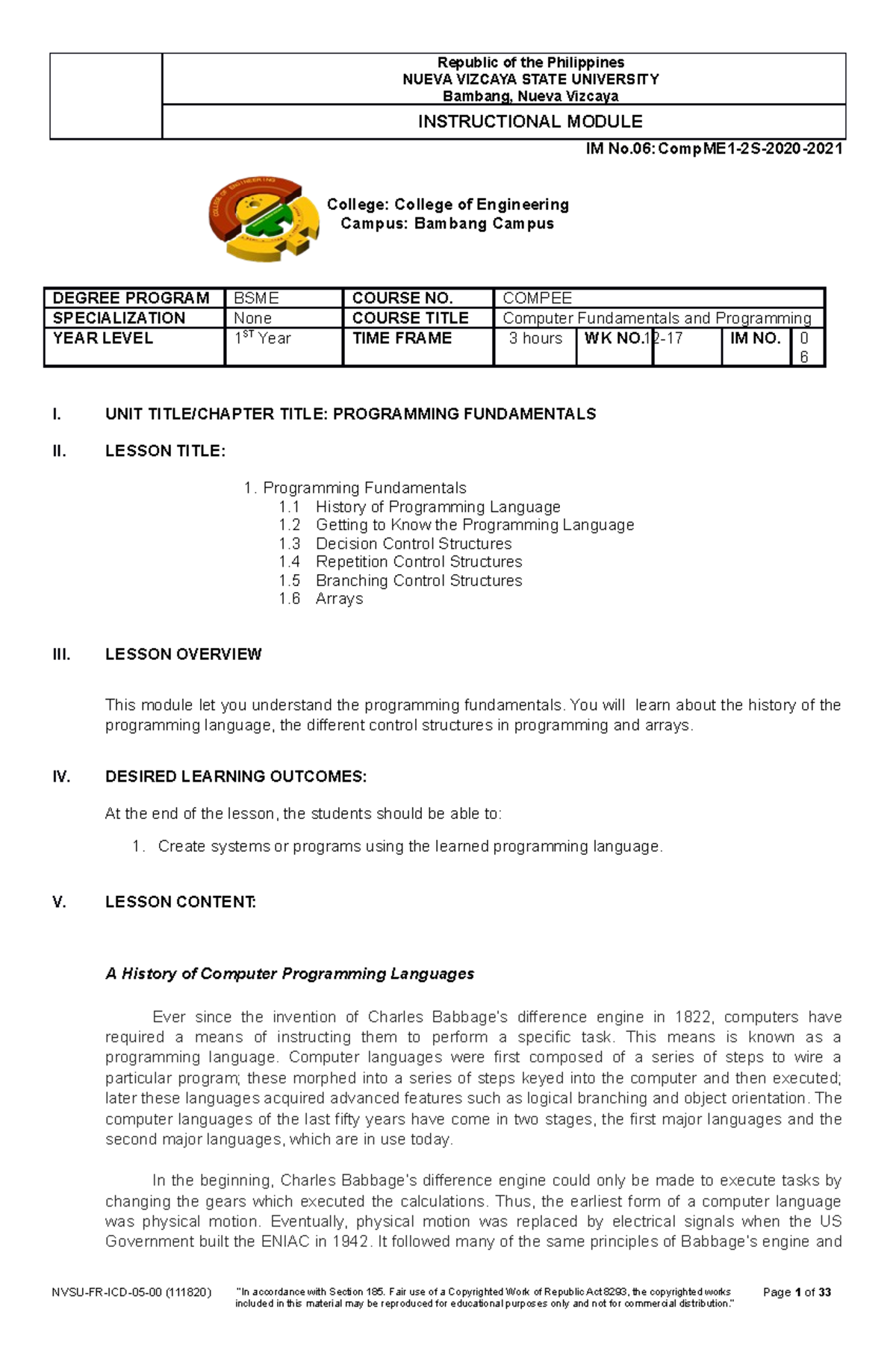 Module-Comp ME 1 - Finals 02 - NUEVA VIZCAYA STATE UNIVERSITY Bambang ...