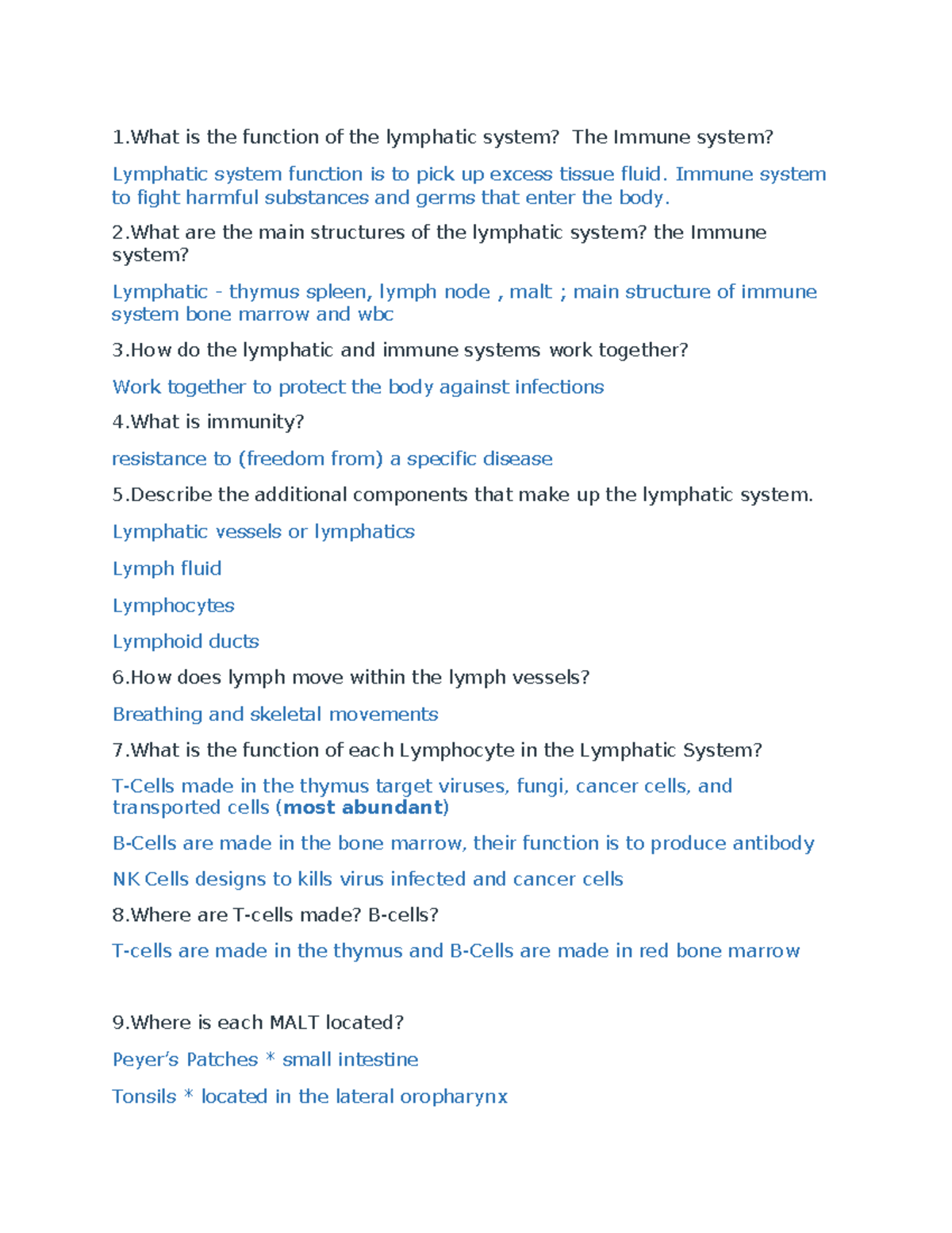 Chpt 14 study guide - 1 is the function of the lymphatic system? The ...