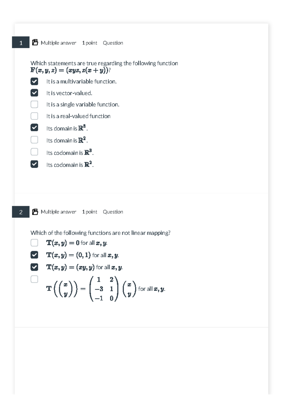 Lecture Quiz 5 - Multiple answer 1 point Question Which statements are ...