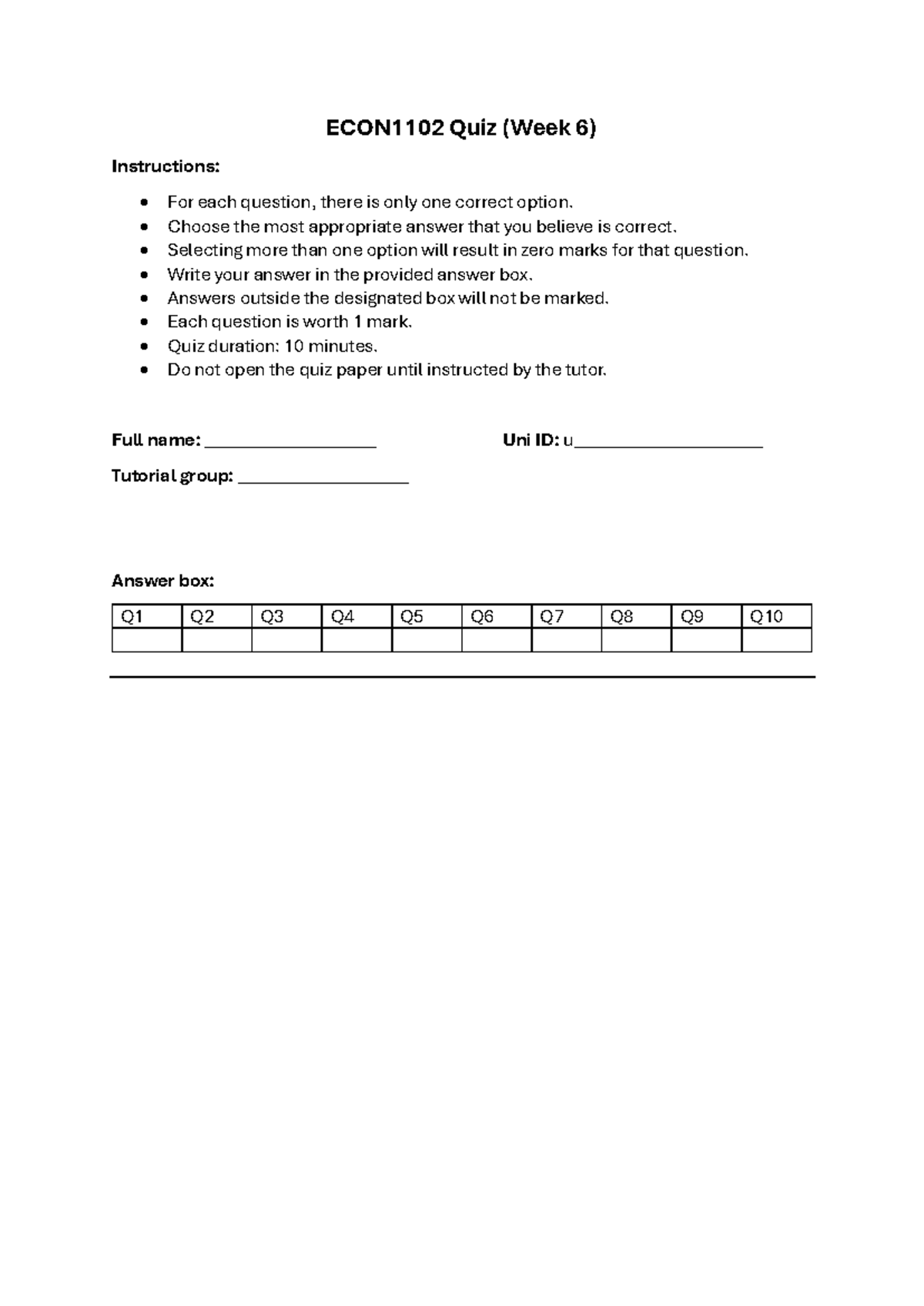 Week6 2 q - Macroeconomics 1 Week 6 Quiz - ECON1102 Quiz (Week 6 ...