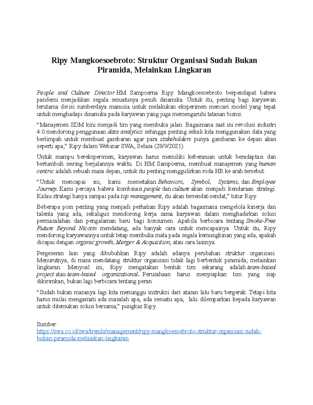 SOAL Tugas 3 Organisasi (EKMA4157) Tuton - Ripy Mangkoesoebroto: Struktur Organisasi Sudah Bukan ...