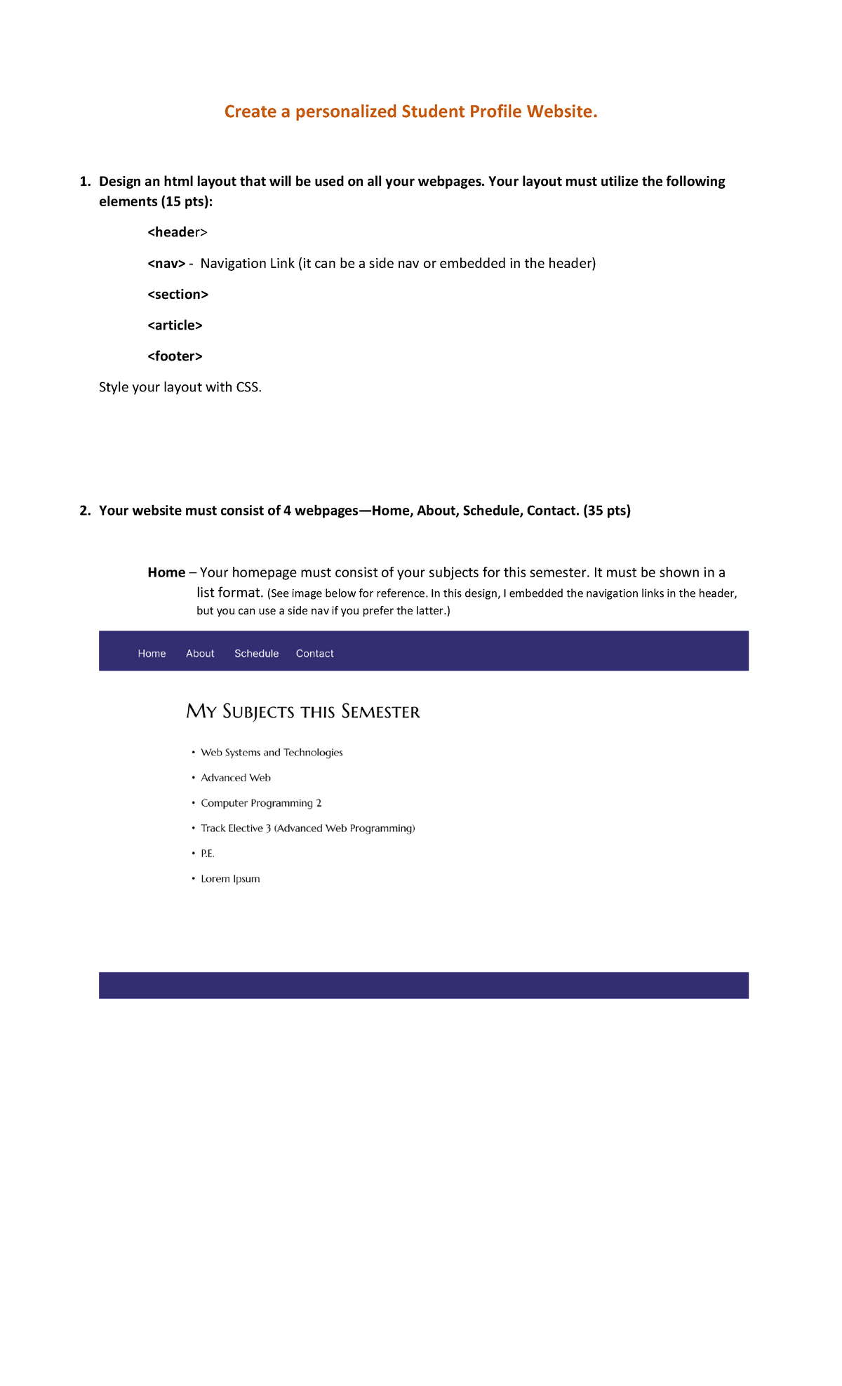 Create a personalized Student Profile Website - Design an html layout ...