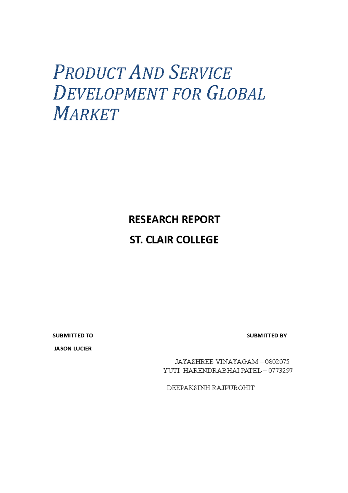 Final Report 120-1 - Fjfjfj - PRODUCT AND SERVICE DEVELOPMENT FOR ...