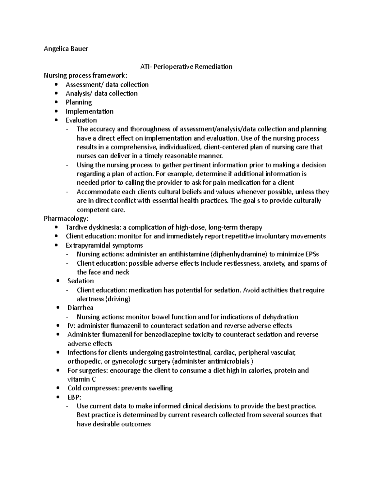 ATI perioprative remediation - Angelica Bauer ATI- Perioperative ...