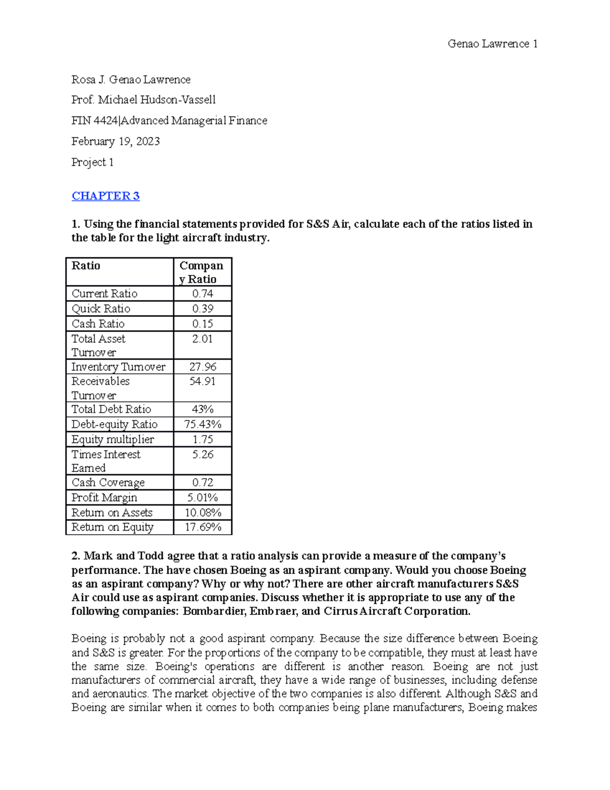 Project 1 Word - Rosa J. Genao Lawrence Prof. Michael Hudson-Vassell ...