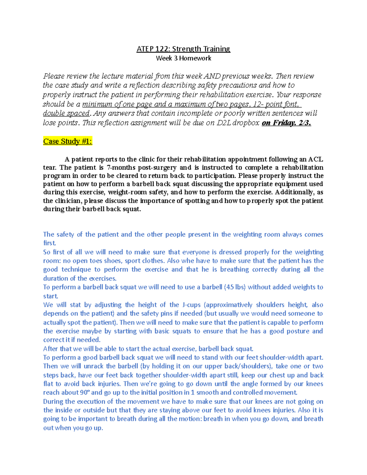 Wk 3 HW-Case Study Assignment - ATEP 122: Strength Training Week 3 ...