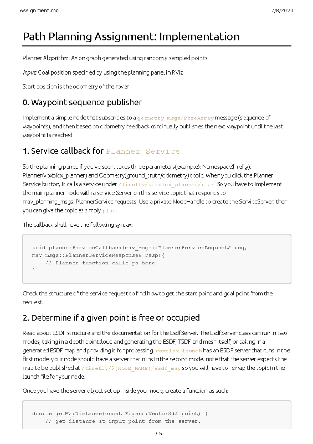 Assignment - hello - Path Planning Assignment: Implementation Planner ...