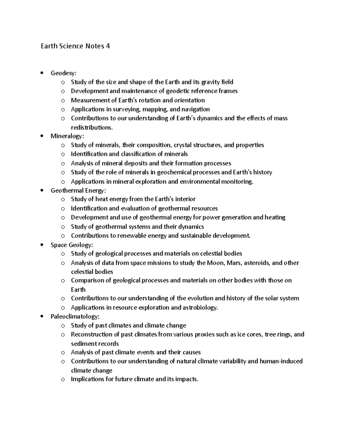 Earth Science Notes 4 - Mineralogy: o Study of minerals, their ...