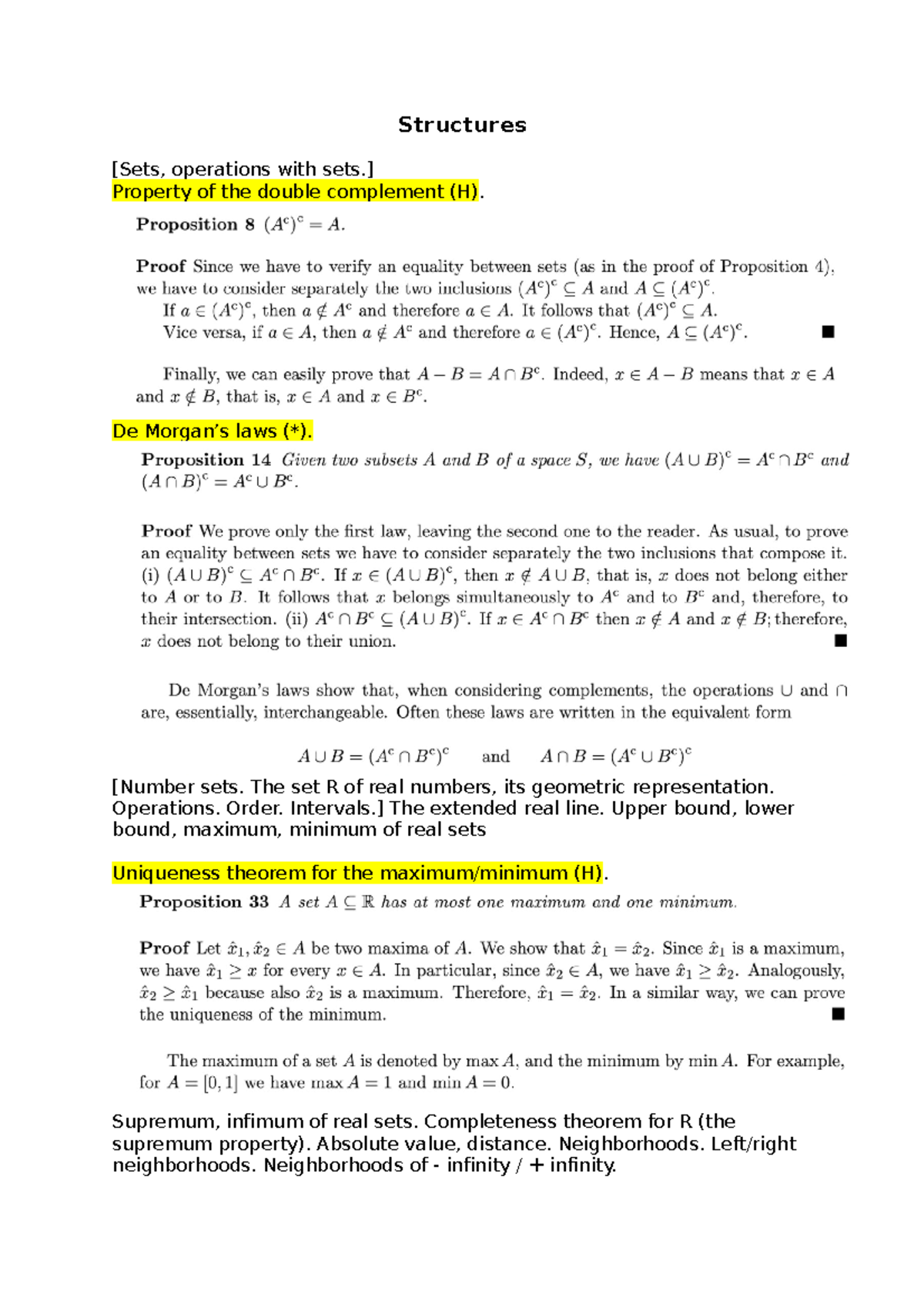 Proofs 1 partial - Structures [Sets, operations with sets.] Property of ...