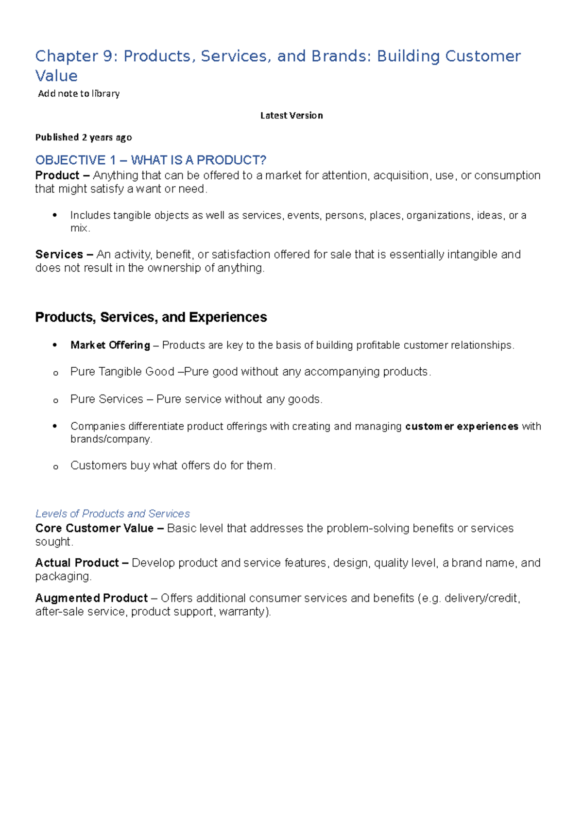 Building consumer value - Chapter 9: Products, Services, and Brands ...