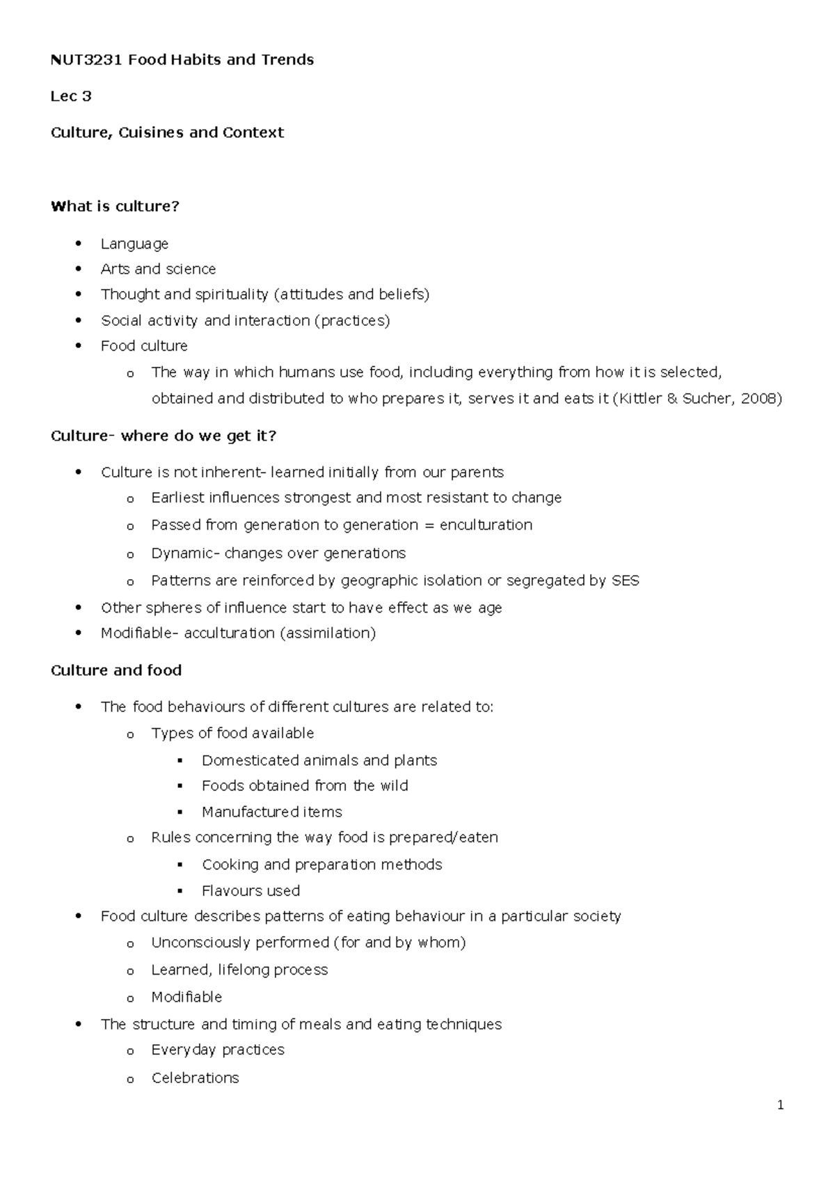 NUT3231 Food Habits and Trends - Basic foods (foods chosen for use) 2 ...