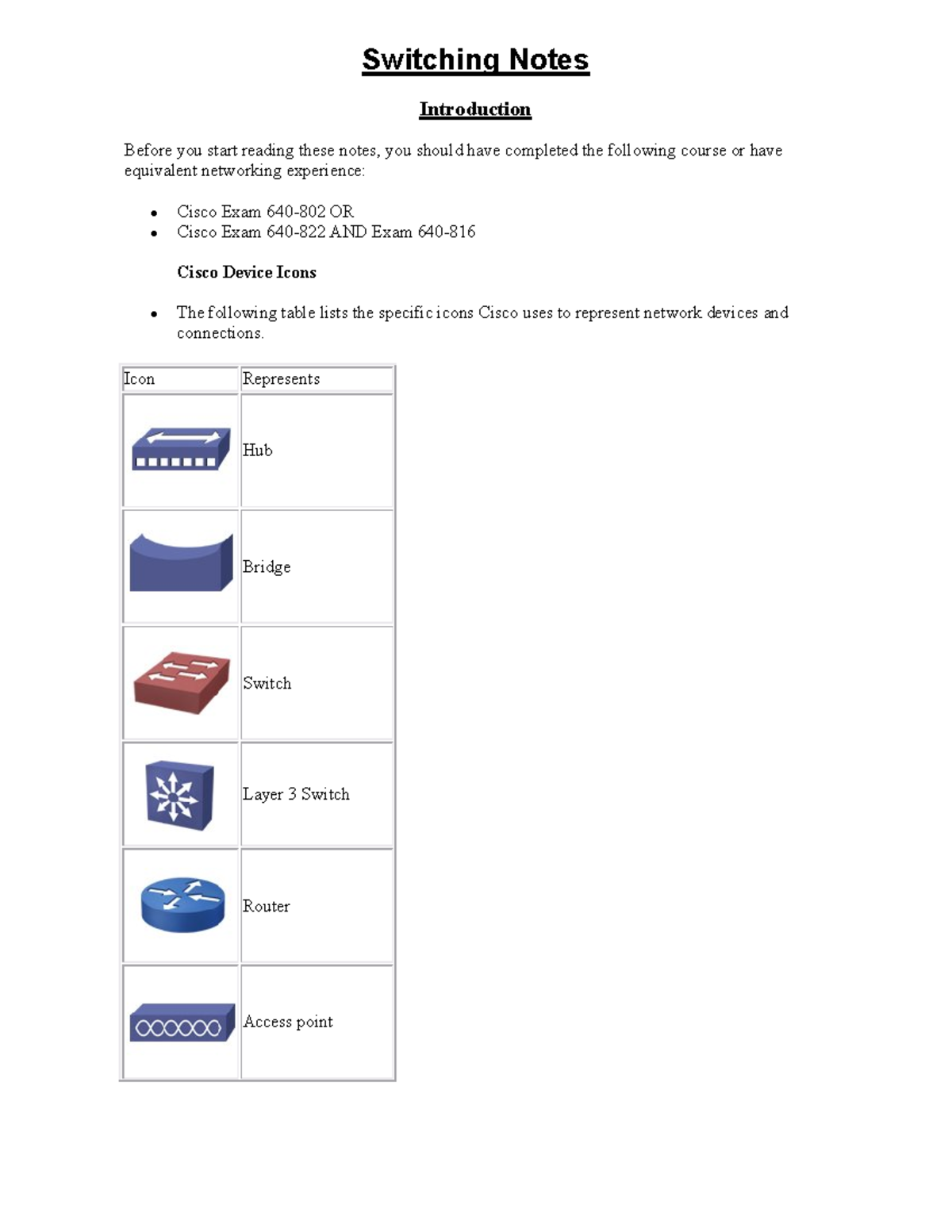 Switching-resumen teorico - Switching Notes Introduction Before you ...