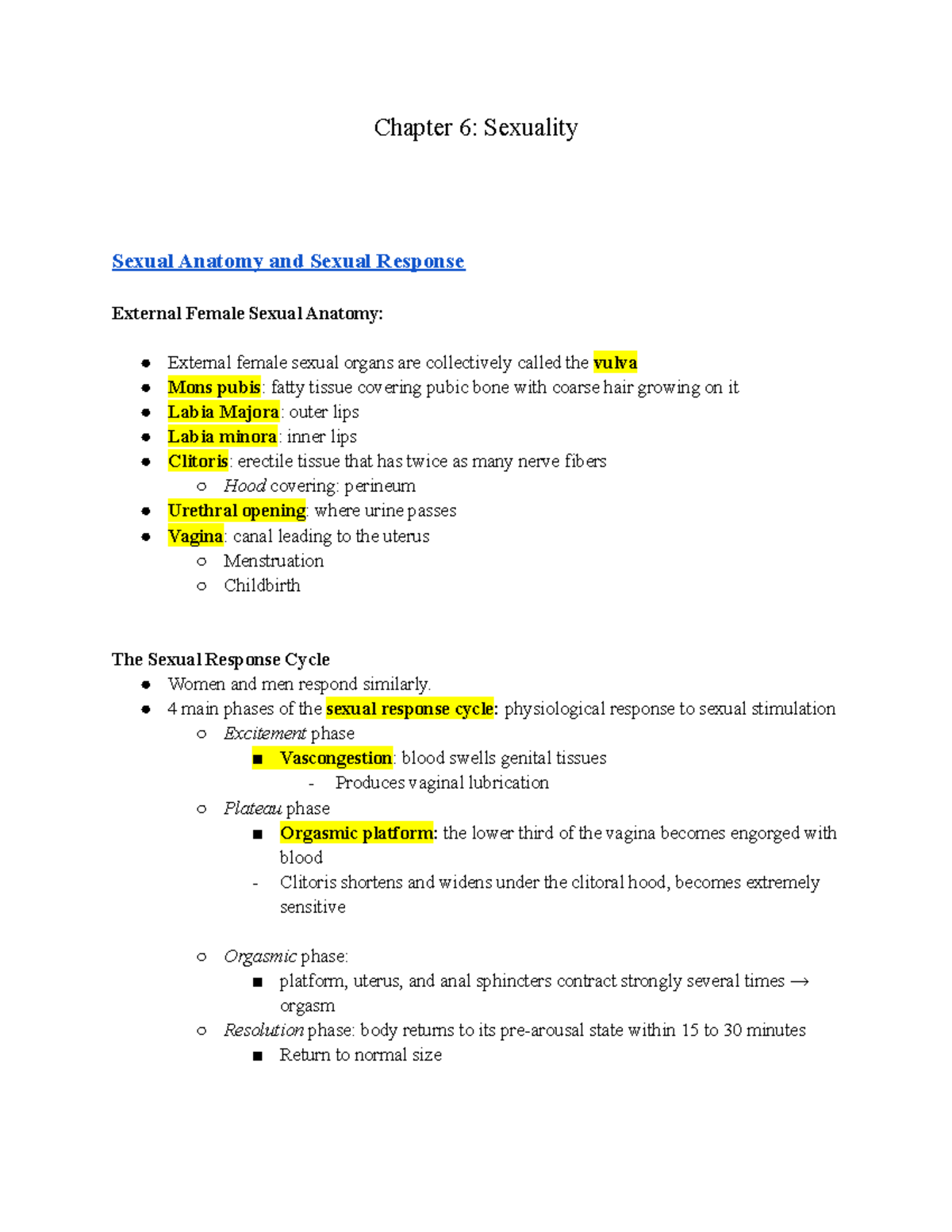 Psyc 300 Ch 6 Exam 2 Textbook Notes Chapter 6 Sexuality Sexual