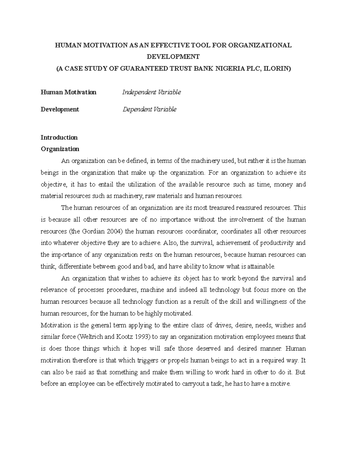 Human Motivation AS AN Effective TOOL FOR Organizational Development ...