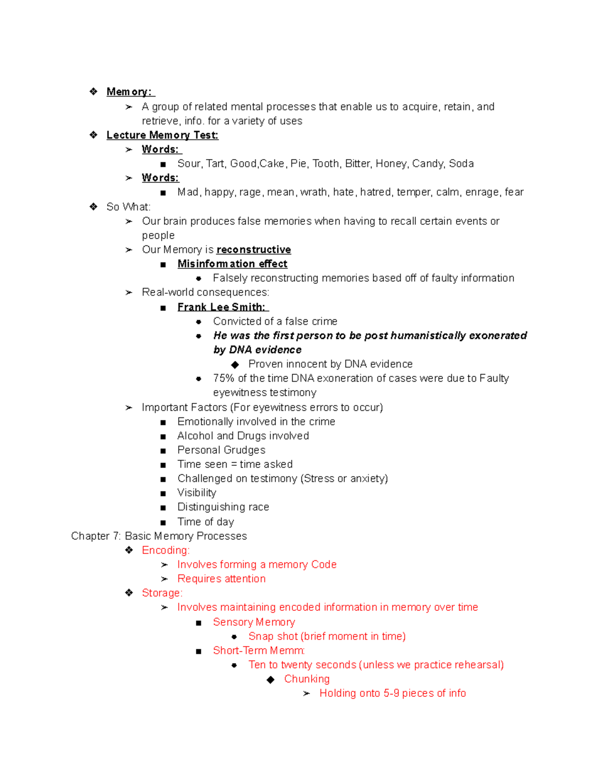 Chapter 7 Human Memory - Memory: A group of related mental processes ...