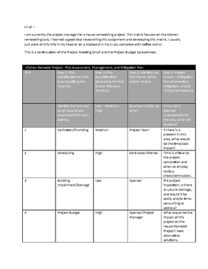 BUS375 Week 6 Assignment Project Tasks and Timeline - Project Tasks and ...