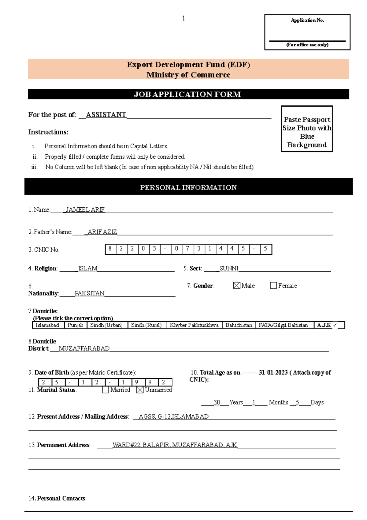 Job appliction form 12-23 v2 - Export Development Fund (EDF) Ministry ...