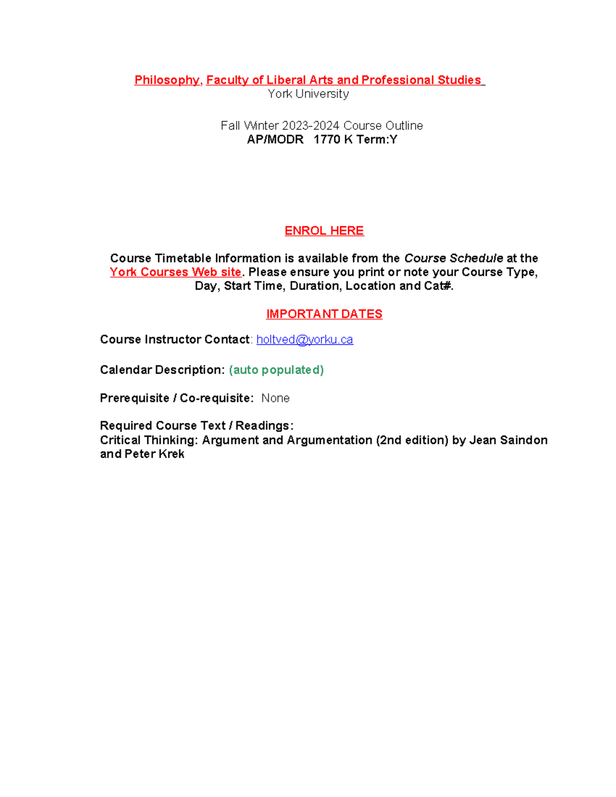 2023 MODR1770 Syllabus - Philosophy, Faculty of Liberal Arts and ...