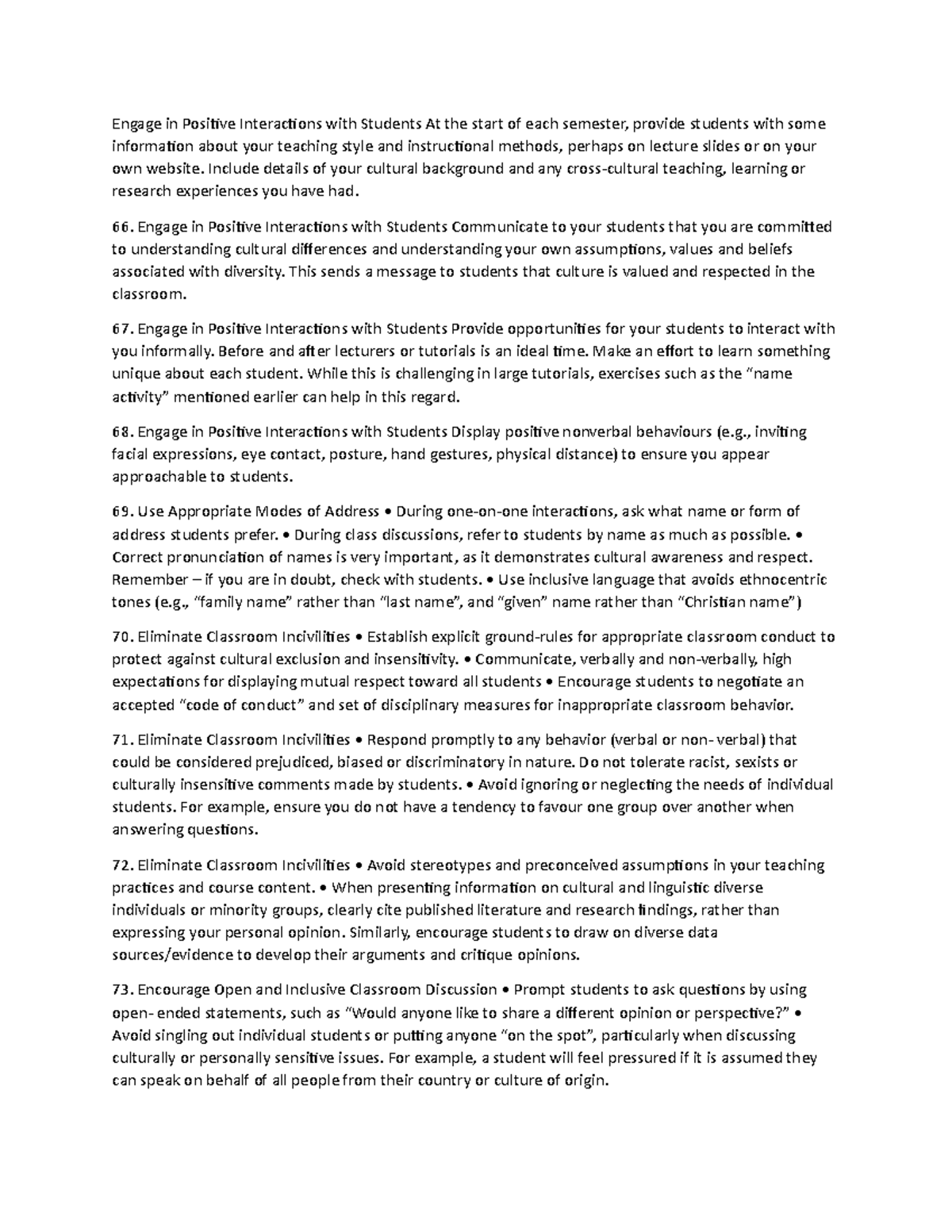 Engage in Positive Interactions with Students At the start of each ...