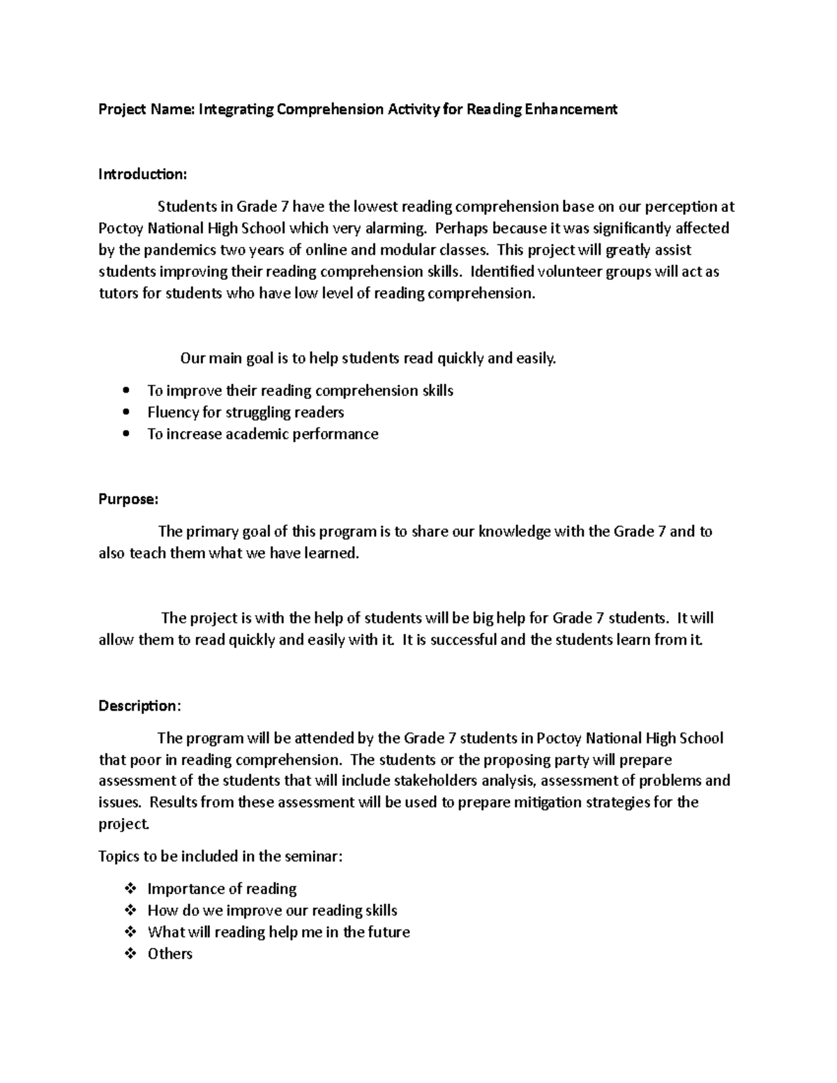 Icare Project - zhgnbaUJA - Project Name: Integrating Comprehension ...