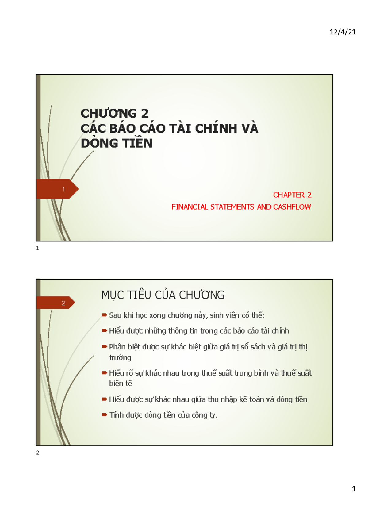 Chapter 2-Financial Statement And Cashflow - CHƯƠNG 2 CÁC BÁO CÁO TÀI CHÍNH VÀ DÒNG TIỀN CHAPTER ...