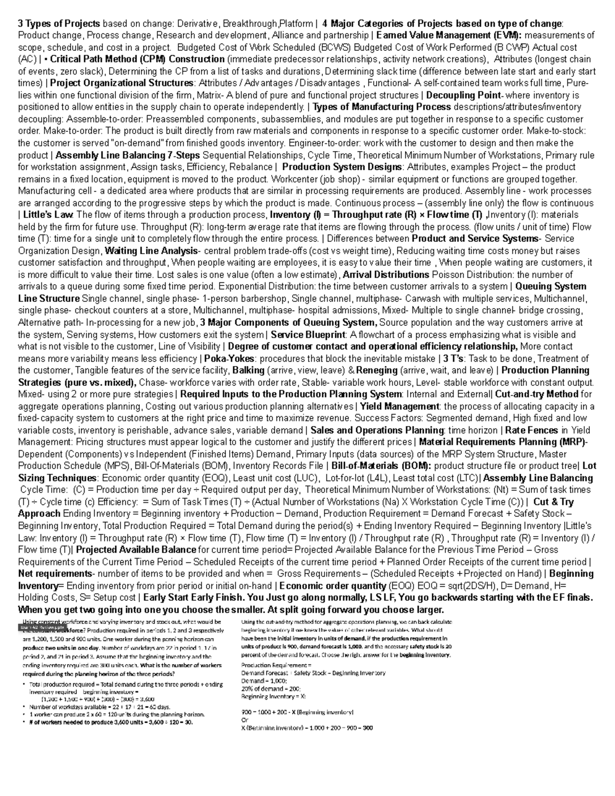 OPM 311 Test 2 Cheat Sheet - 3 Types of Projects based on change ...