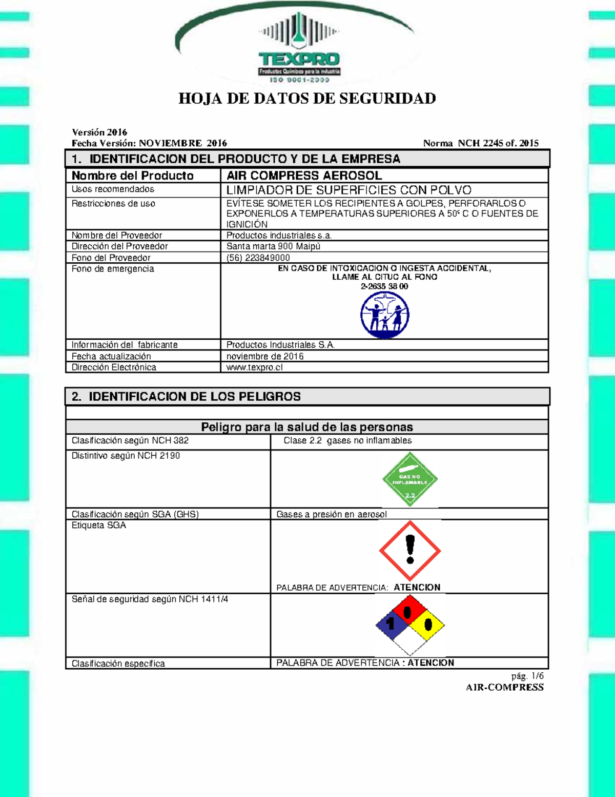 AIR Compress - Aire comprimido - HOJA DE DATOS DE SEGURIDAD Versión ...