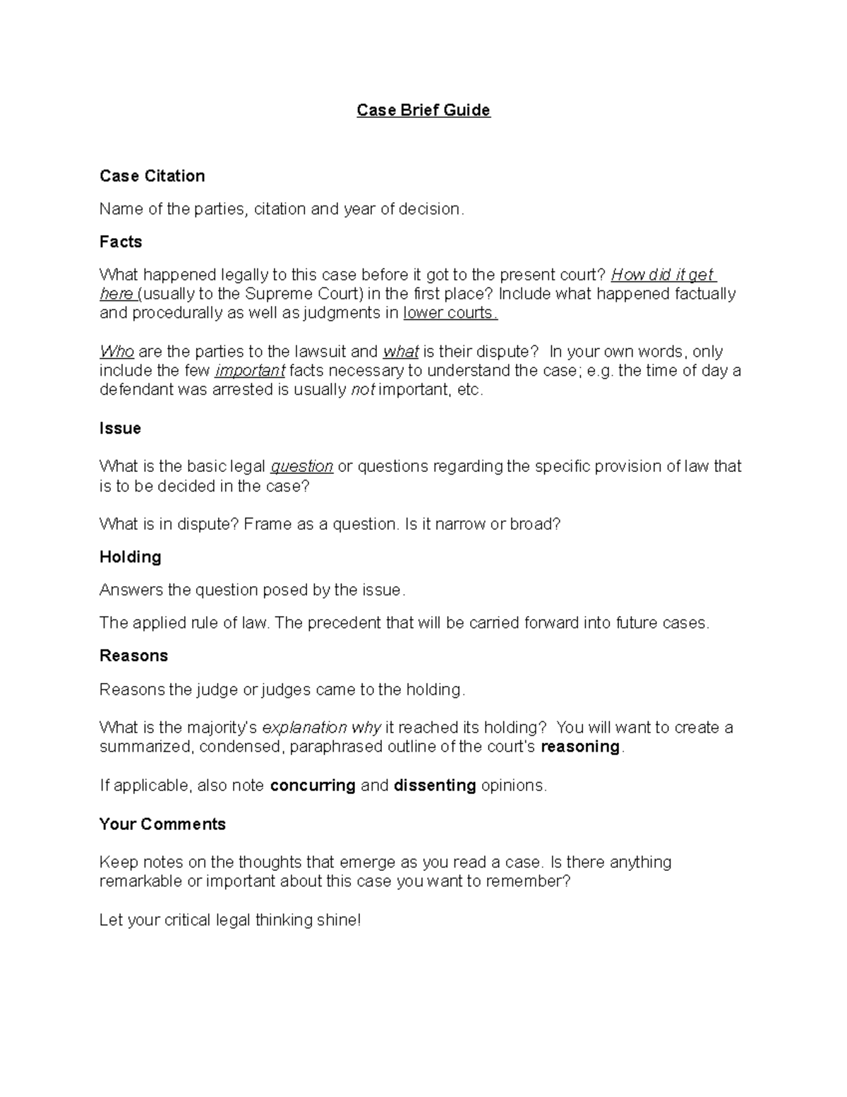 Women and the Law: Case Brief Guide - Simplified 2020 - Case Brief ...