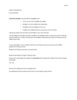 Worksheet - adolescence - Lifespan Development Adolescence Cognitive ...