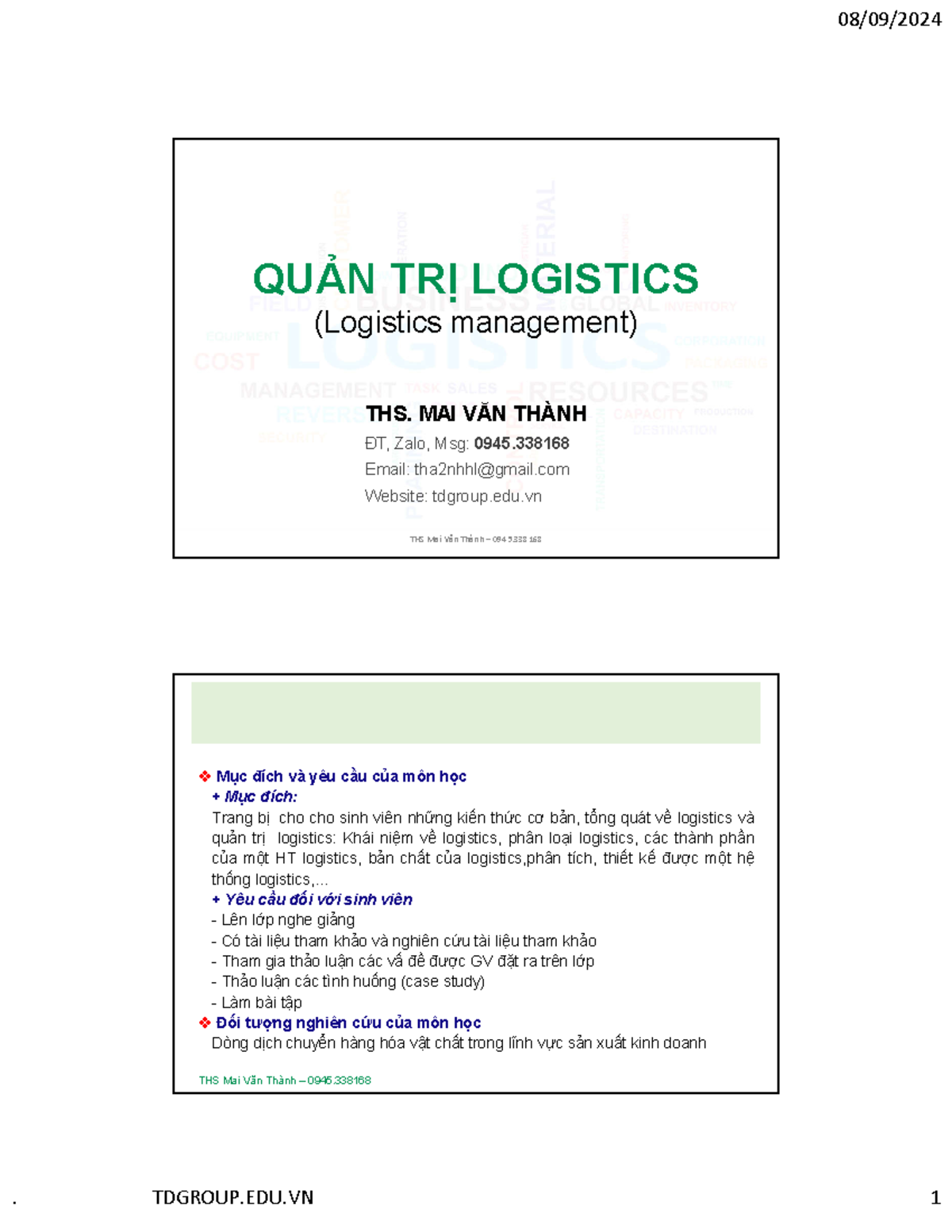MVT- QUAN TRI Logistics - SV-UEH - QUẢN TRỊ LOGISTICS (Logistics ...