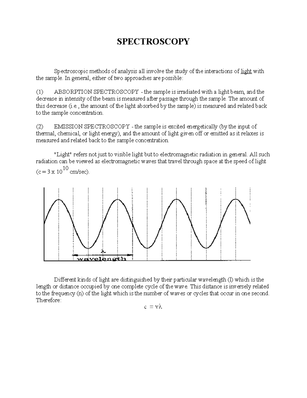 Spectroscopy Supplemental - SPECTROSCOPY Spectroscopic methods of ...