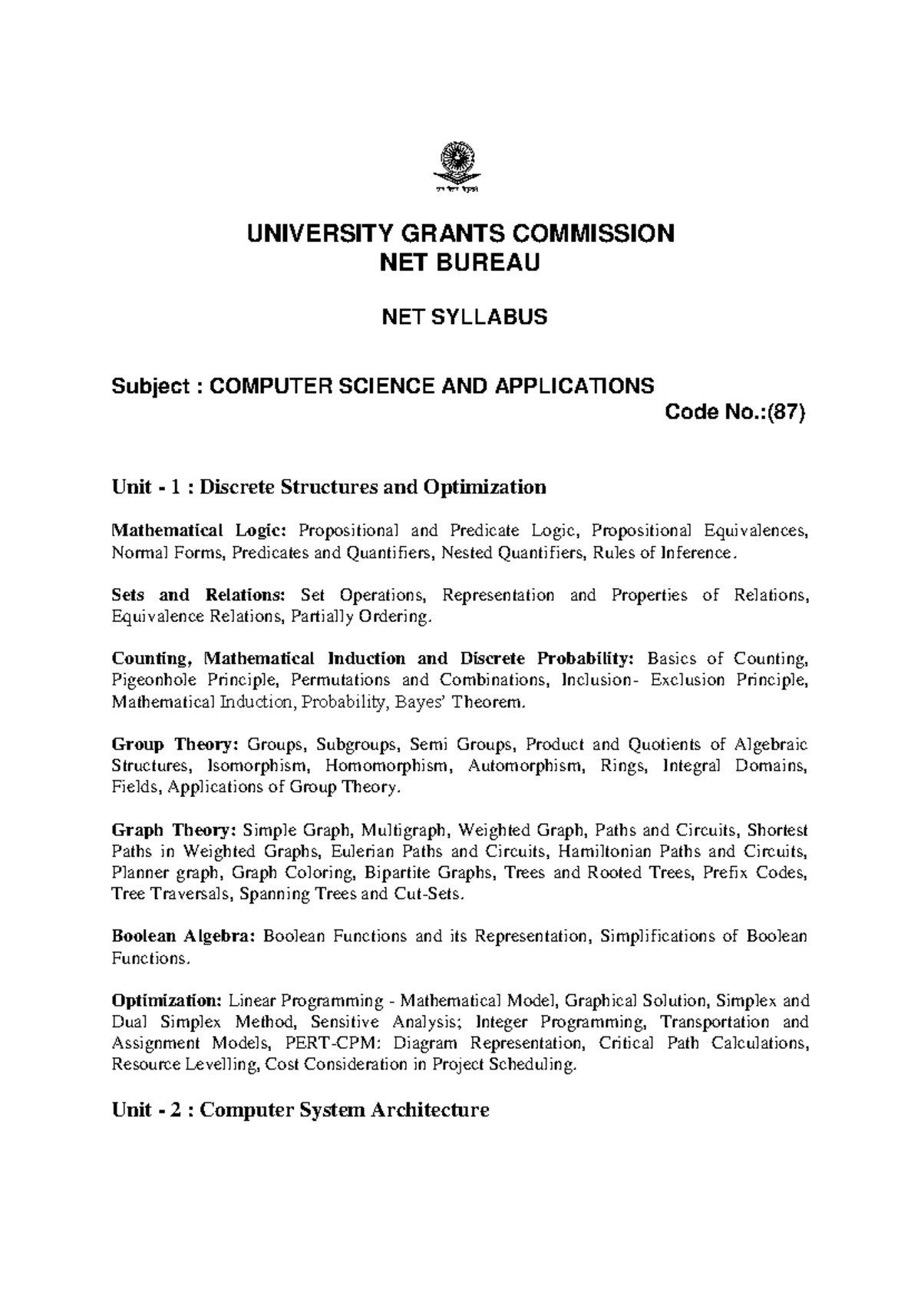 Computer Science and Applications 2023 syllabus official - UNIVERSITY ...