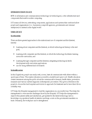 Introduction to ICT and Ethics - ICT AND ETHICS COMPLETE NOTES ...