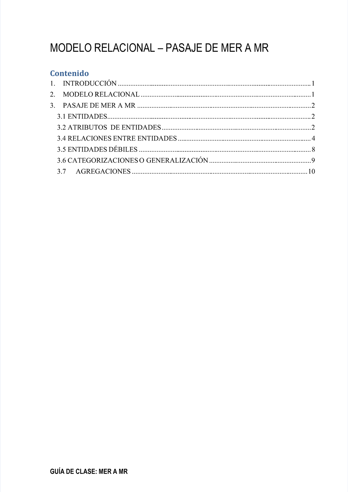 Guia Mer a MR paso a paso - GUÍA DE CLASE: MER A MRGUÍA DE CLASE: MER A MR MODELO ...