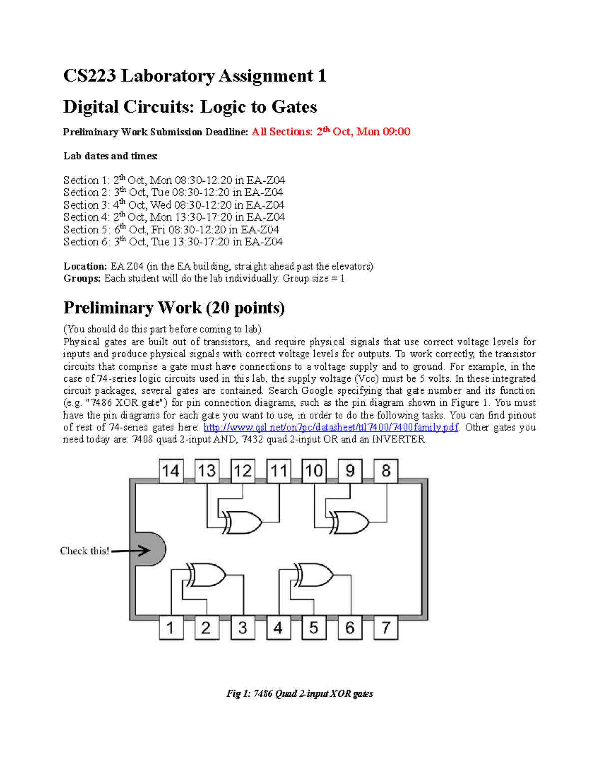 Lab 1 2023f - CS223 Laboratory Assignment 1 Digital Circuits: Logic to ...