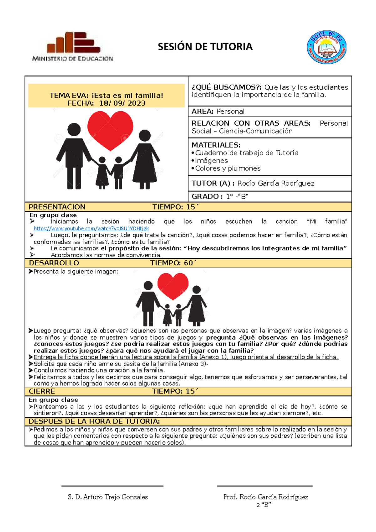 Sesión DE Tutoria-MI Familia - TEMA EVA: ¡Esta es mi familia! FECHA: 18 ...