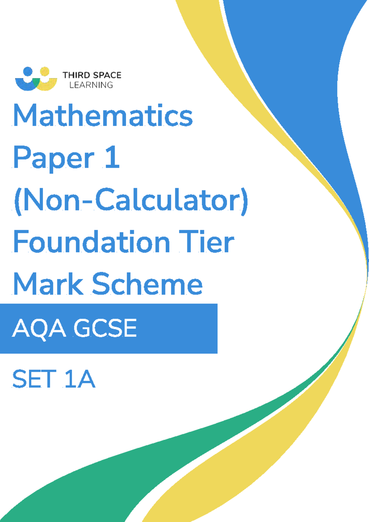 AQA SET 1A Foundation Paper 1 Mark Scheme - Mathematics Paper 1 (Non-Calculator) Foundation Tier ...