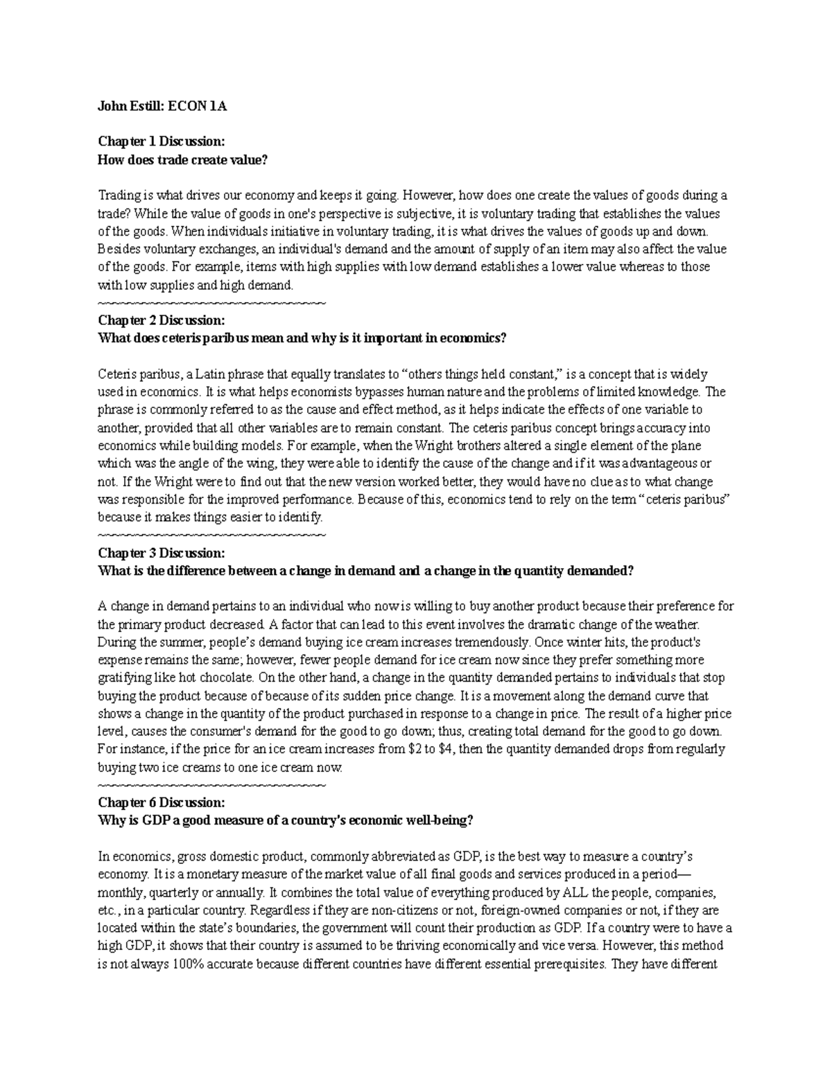 Econ 1A Online Discussions - John Estill: ECON 1A Chapter 1 Discussion ...