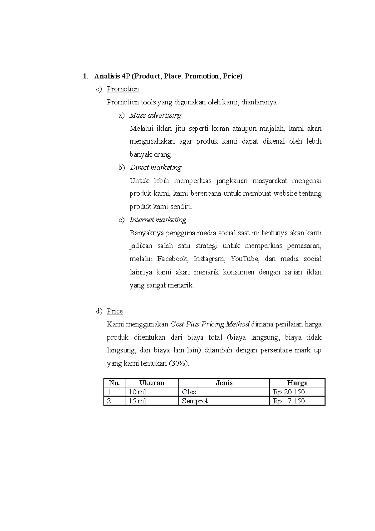 Analisis 4P dalam pelaksanaan bisnis - 1. Analisis 4P (Product, Place ...
