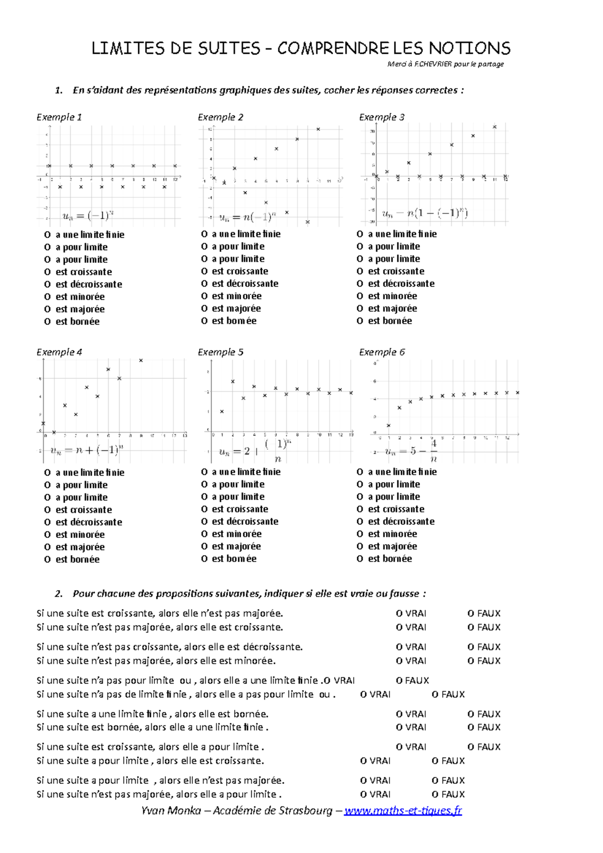 LIMITES DE SUITES – COMPRENDRE LES NOTIONS - LIMITES DE SUITES ...