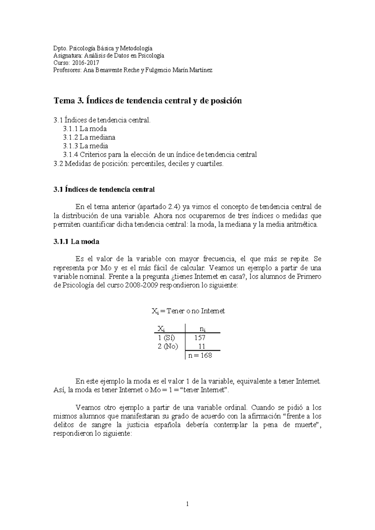 Tema 3. Índices de tendencia central y de posición - Dpto. Psicología ...