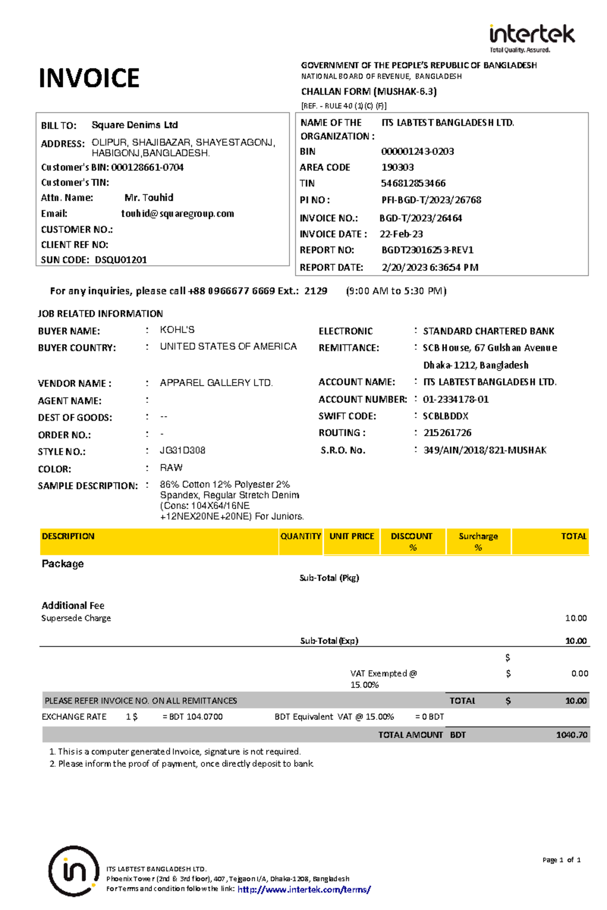 BGD T 2023 26464 - Invoice - INVOICE GOVERNMENT OF THE PEOPLEíS ...