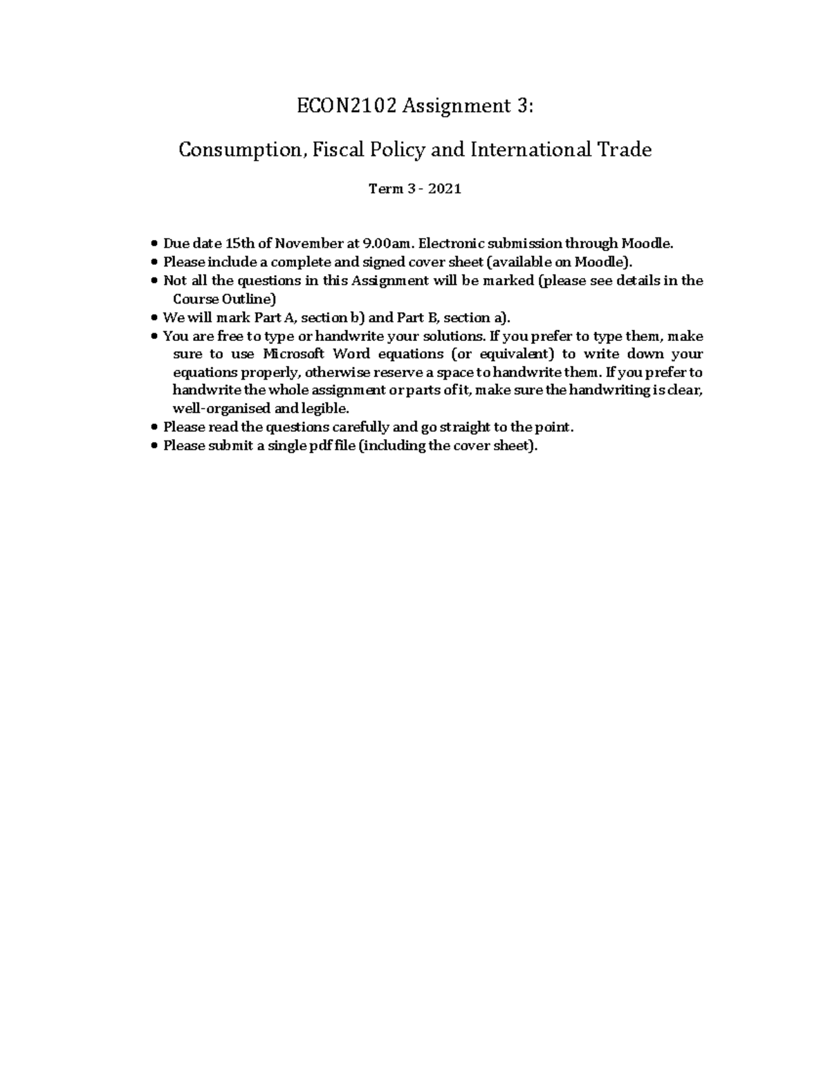 ECON2102 Assignment 3 2021T3 - ECON2102 - UNSW Sydney - Studocu