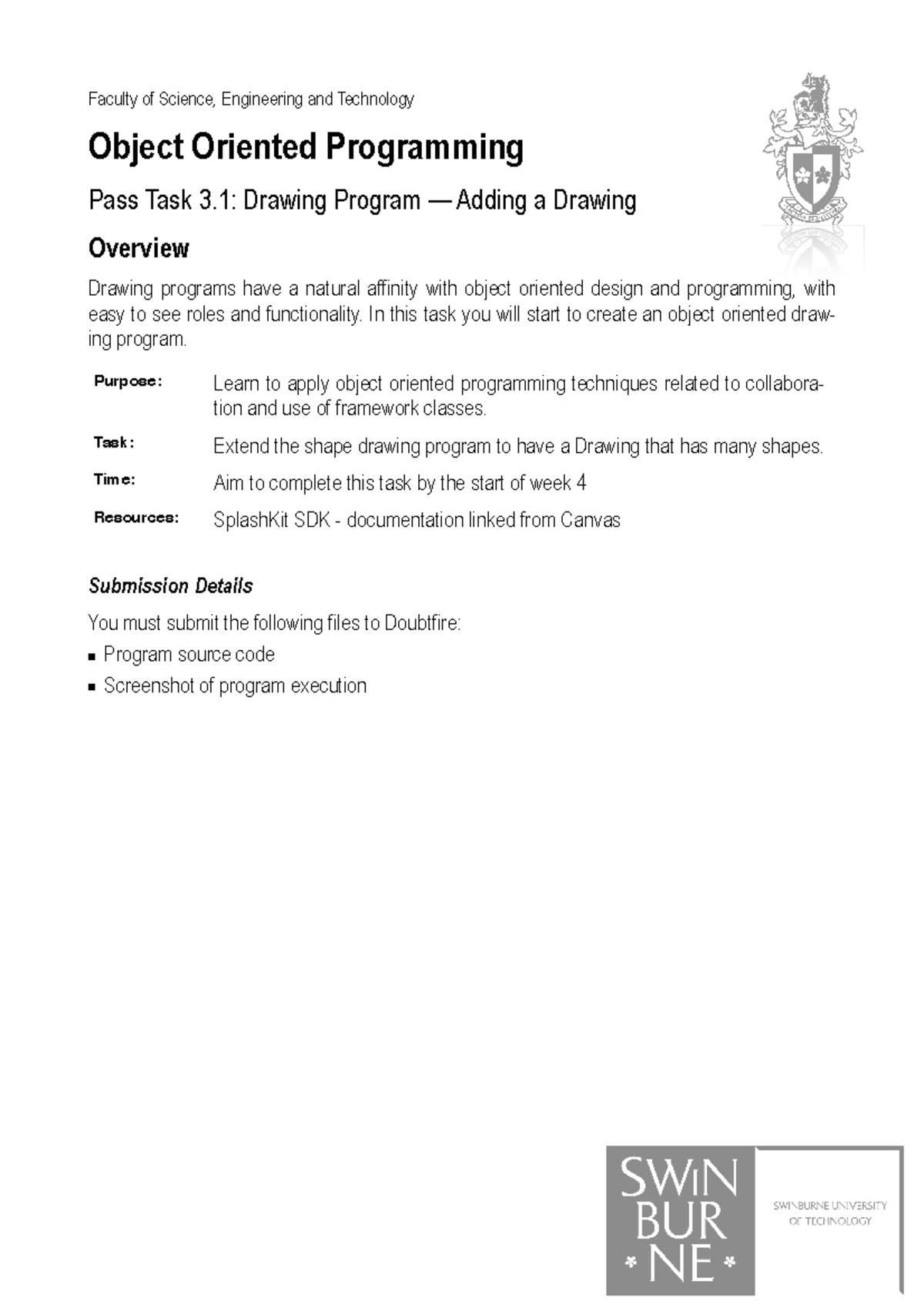 31p Shape Drawer Faculty Of Science Engineering And Technology Object Oriented Programming