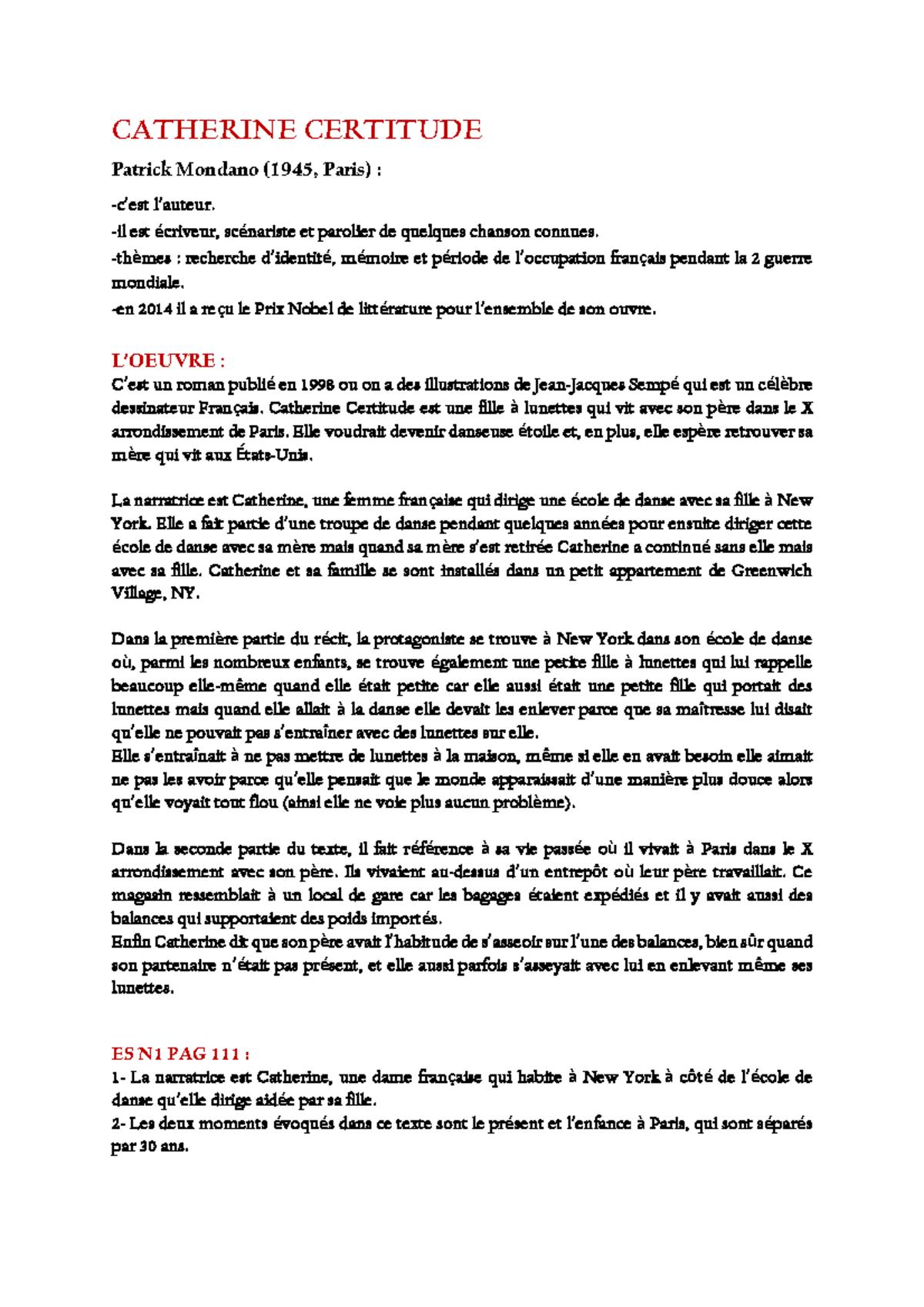 Catherine Certitude - CATHERINE CERTITUDE Patrick Mondano (1945, Paris) : c’est l’auteur. il est ...