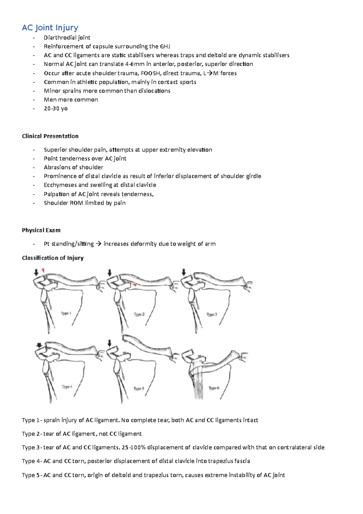 AC and SC Injuries - AC Joint Injury - Diarthrodial joint ...