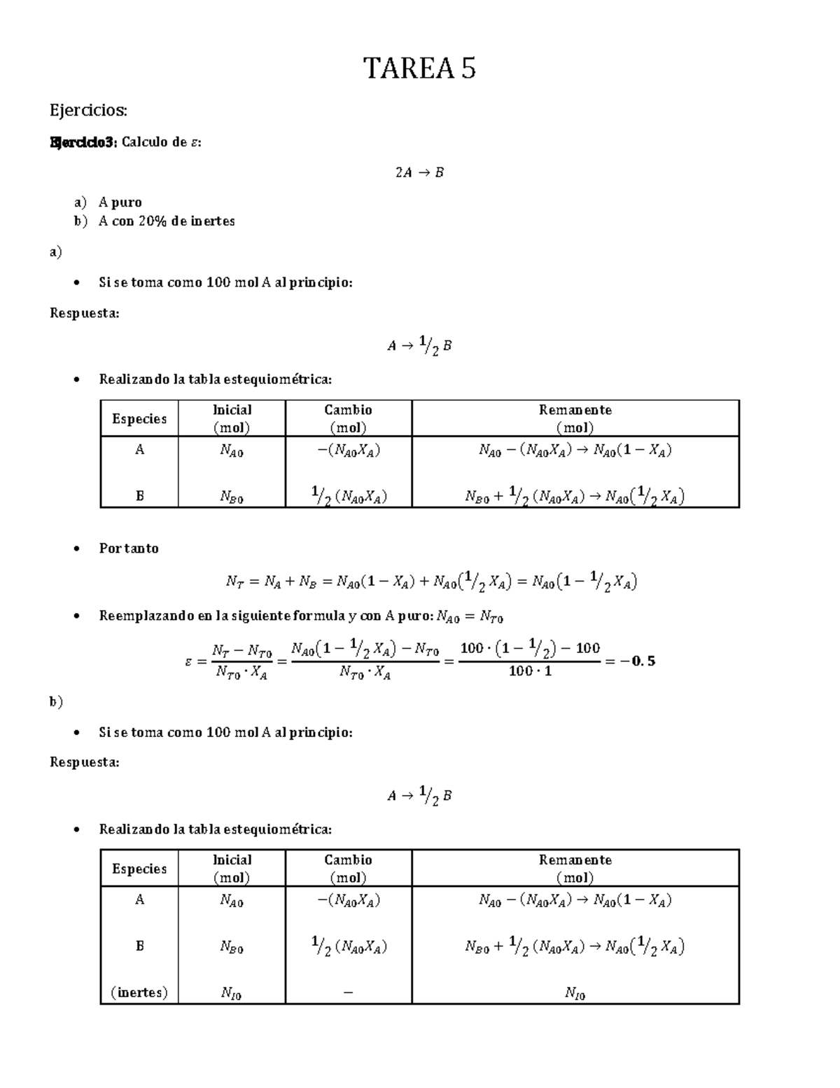 Alejandro Ramos Blanco - Tarea 5 - Diseño de Reactores I - Análisis y Diseño de Reactores I ...