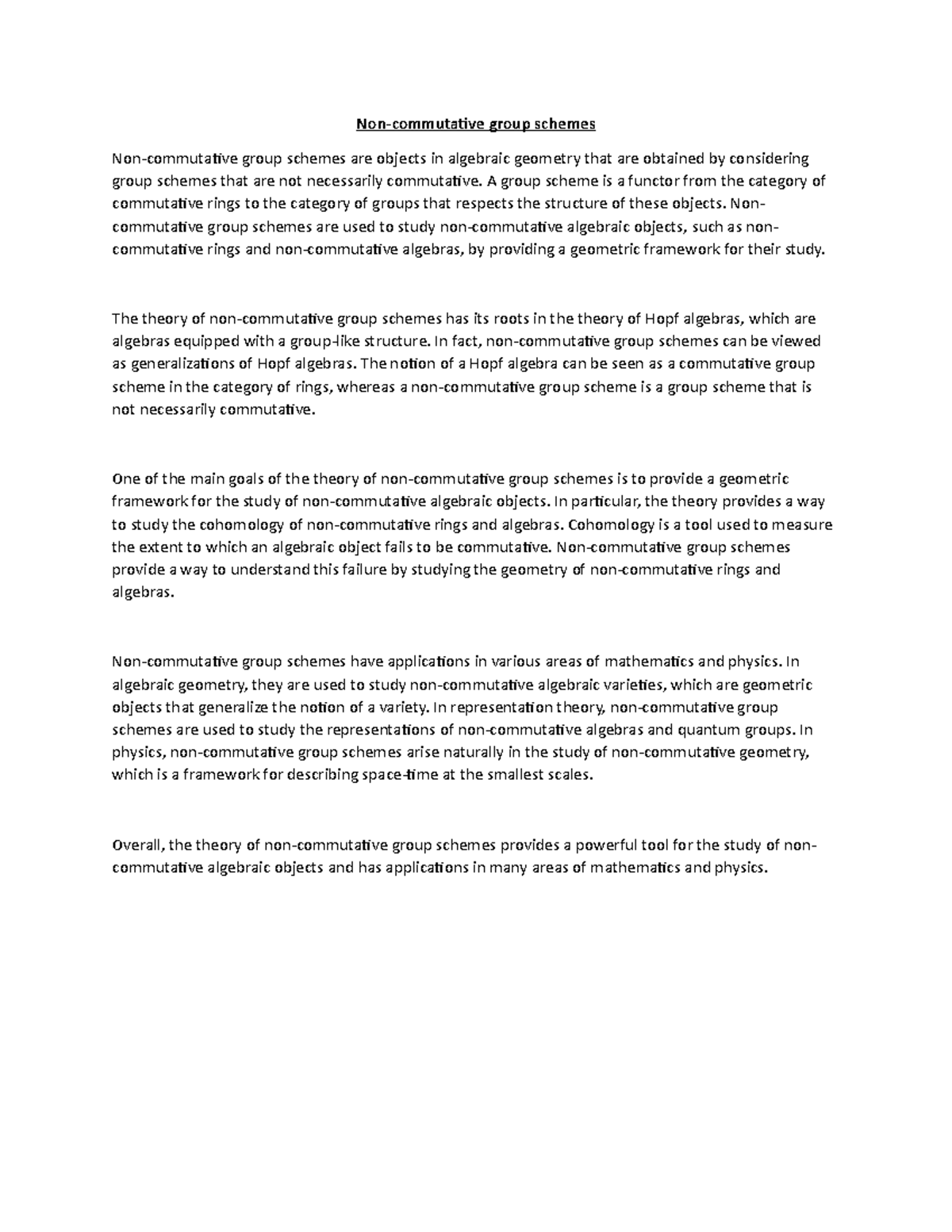 Non-commutative group schemes - Non-commutative group schemes Non ...