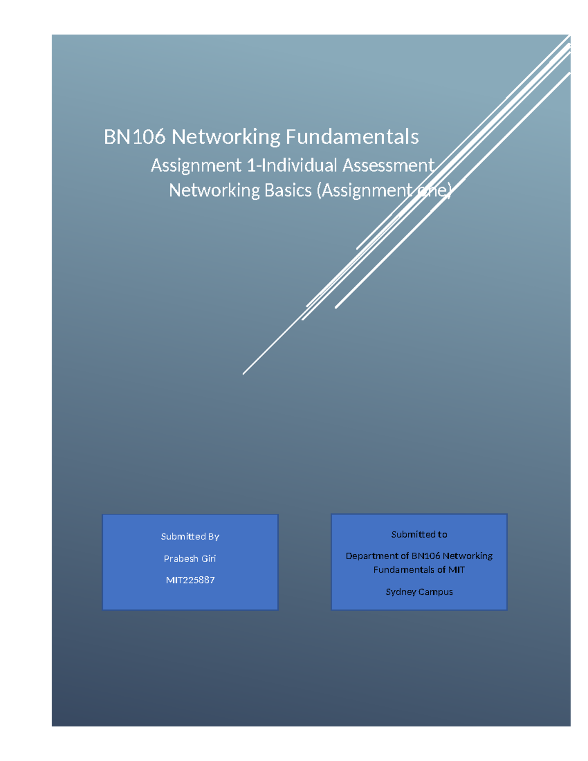 106 formative assignment - BN106 Networking Fundamentals Assignment 1 ...